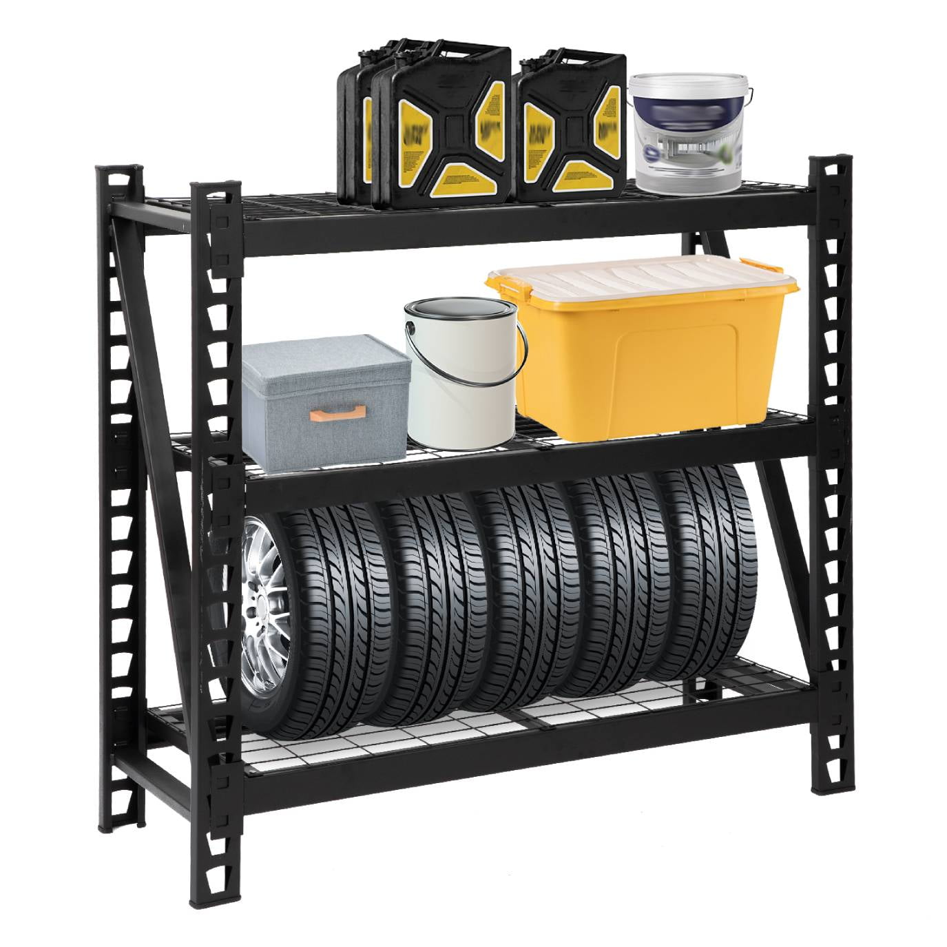 3-Shelf Steel Wire Decks Garage Storage Rack, Industrial Metal Garage ...