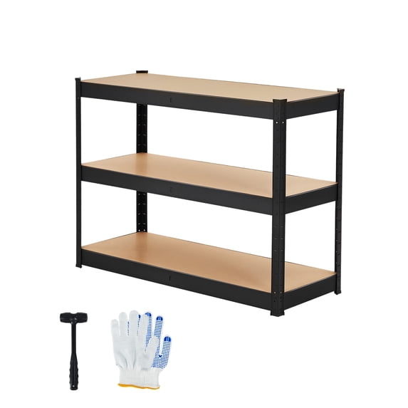 3-Shelf-Storage-Rack Industrial Metal+Wood Garage/Kitchen Shelves Steel ...