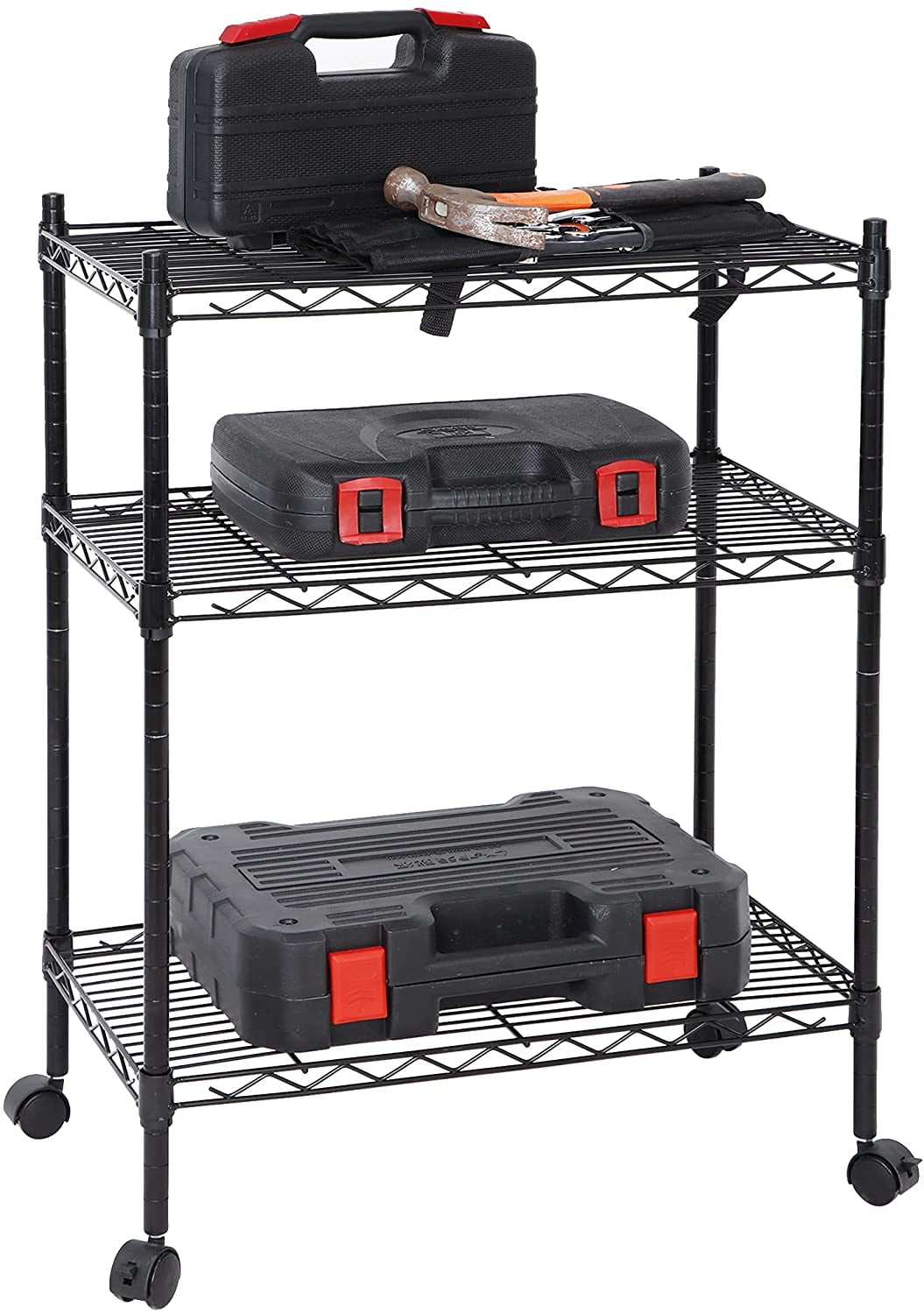 3-Shelf Storage Shelving Unit with Universal Wheels,Heavy Duty ...