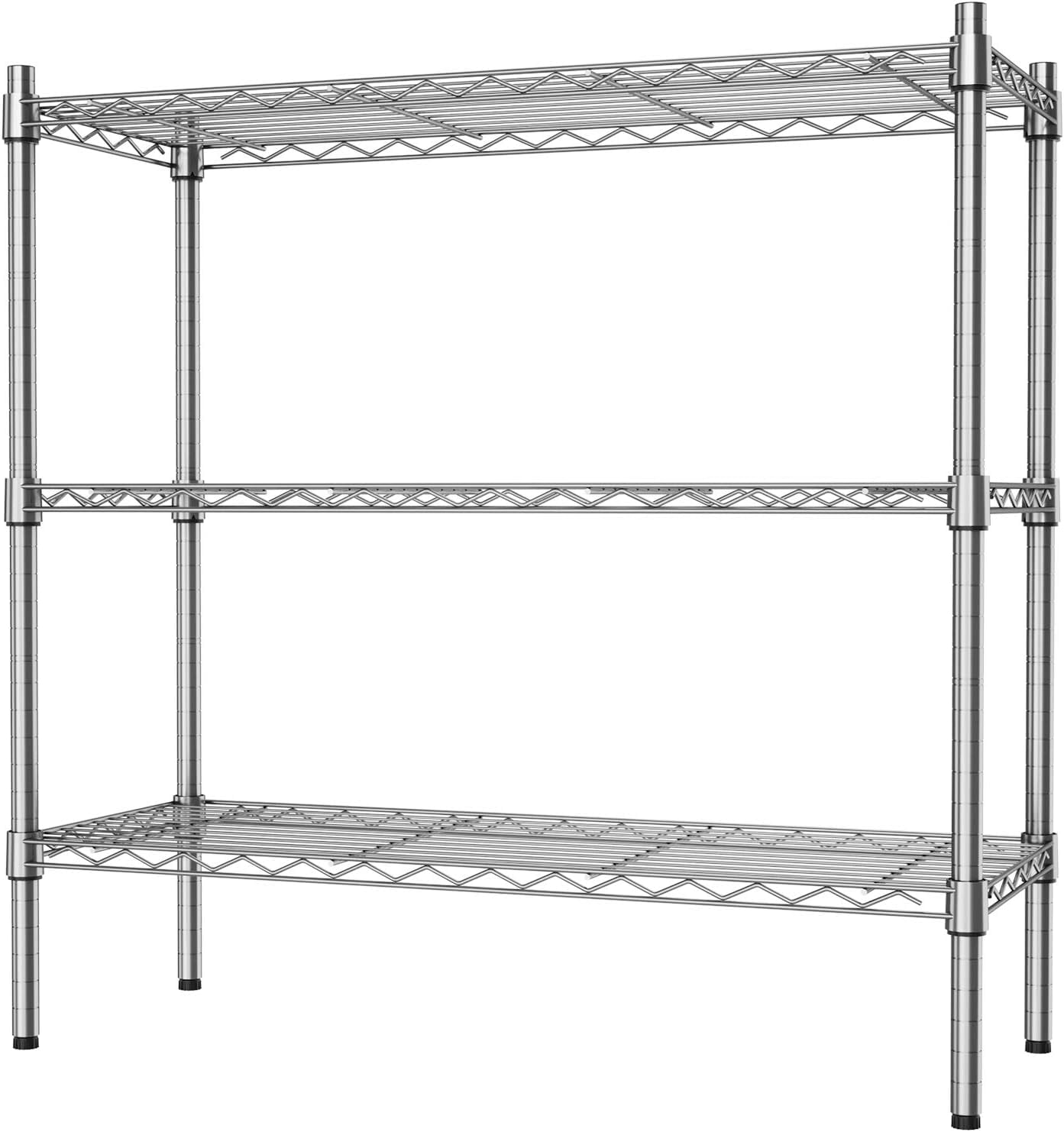 3-Shelf Storage Wire Shelves Heavy Duty 3 Tiers Standing Shelving Units ...