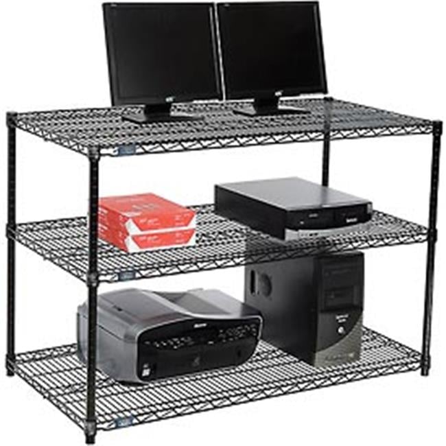 3-Shelf Wire Computer LAN Workstation - Black - Walmart.com