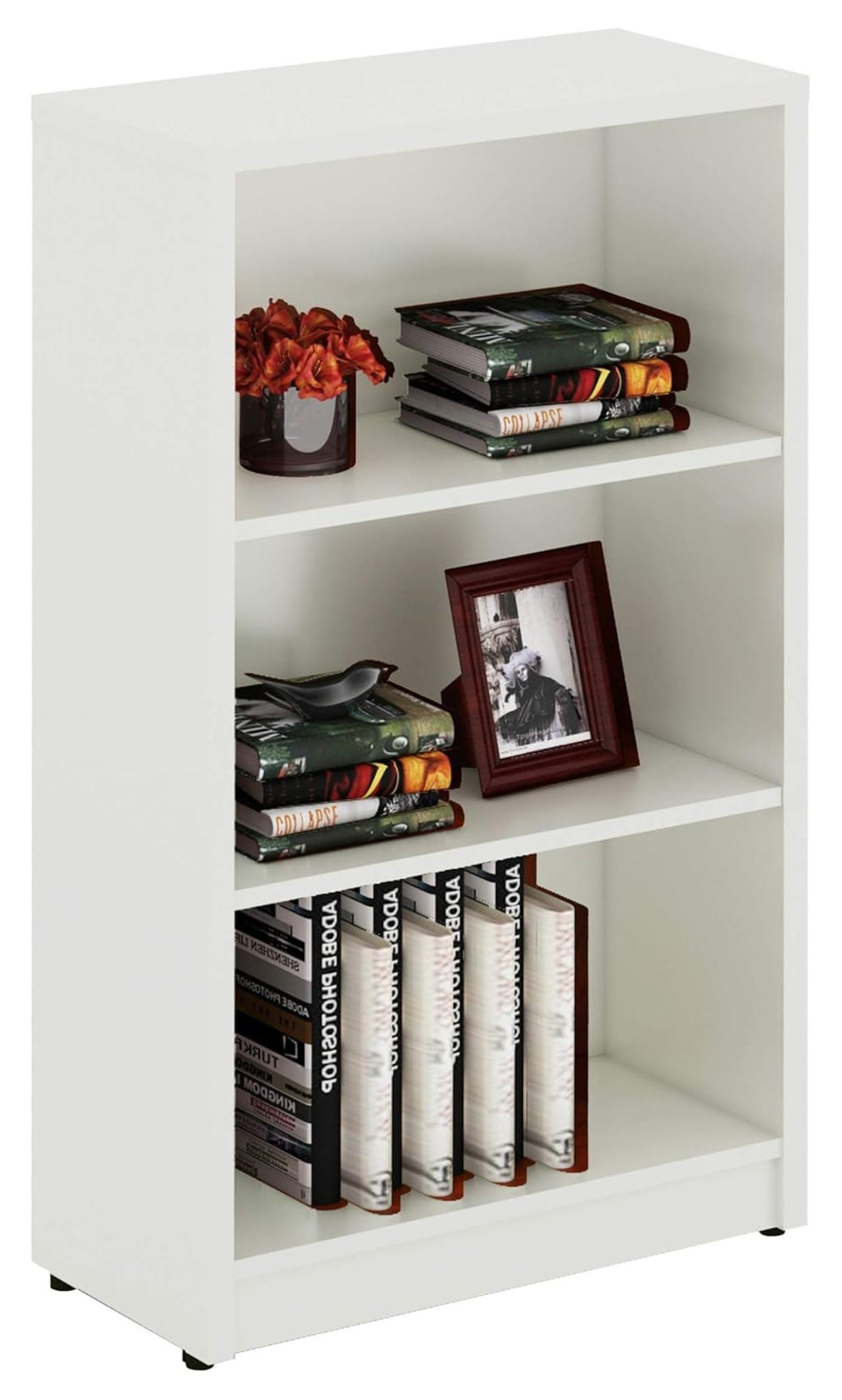 3 Shelf Wood Bookcase Freestanding Display Shelf Adjustable Layers ...