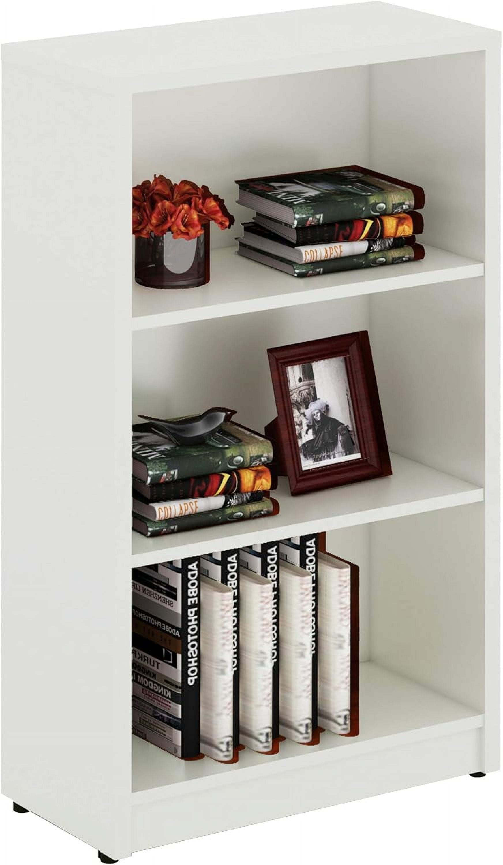 3 Shelf Wood Bookcase Freestanding Display Shelf Adjustable Layers ...