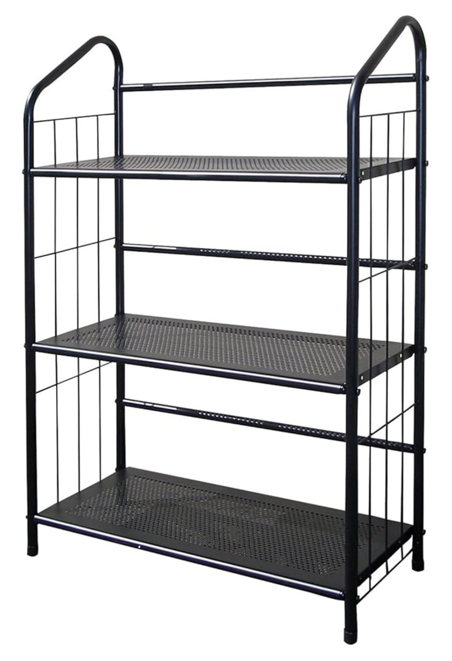 3 Shelves Metal Utility Bookcase Bookshelf Rack Black Finish 13" D x 26 ...
