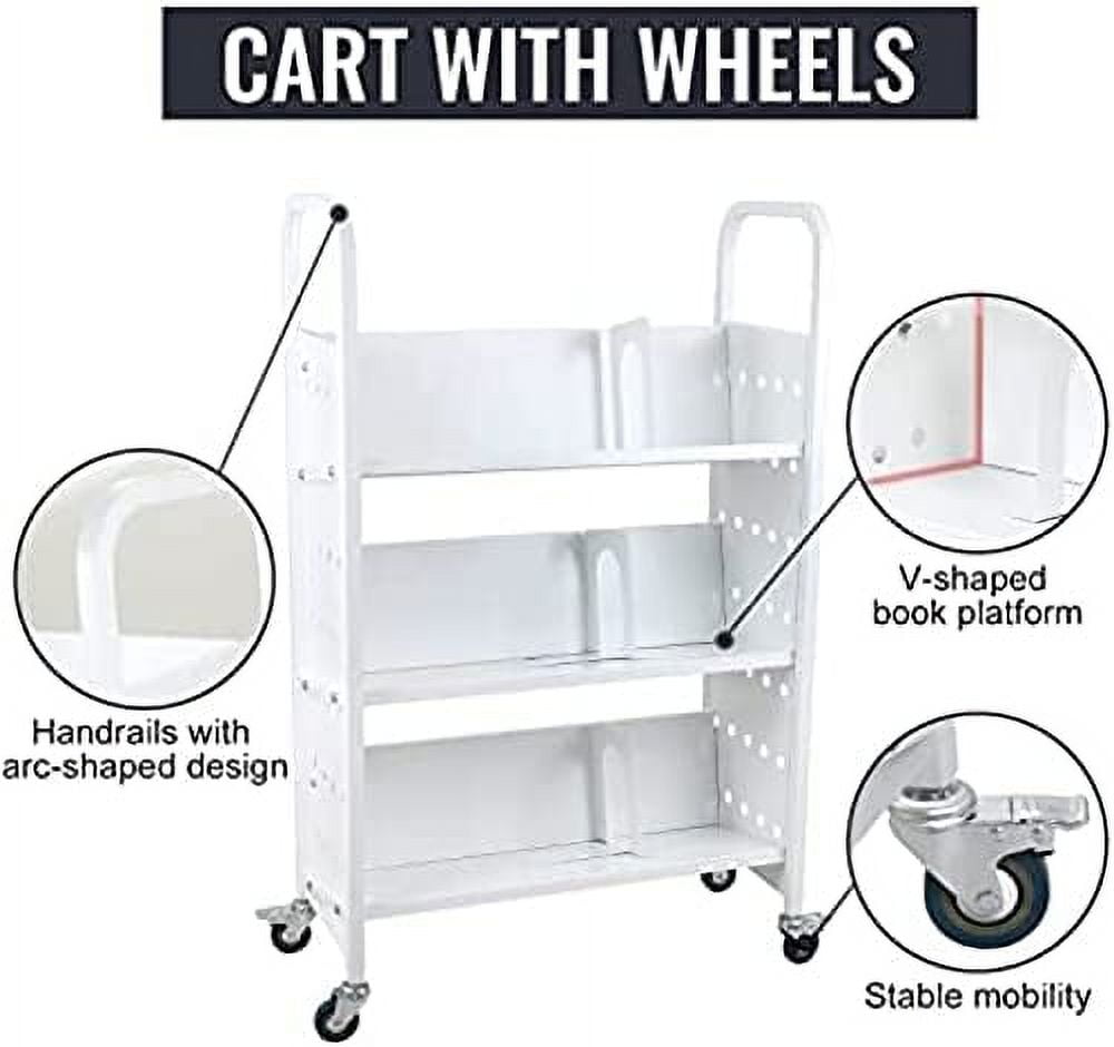 3 Shelves Utility Cart with 200 Lbs Loading Capacity, L-Shaped/V-Shaped ...
