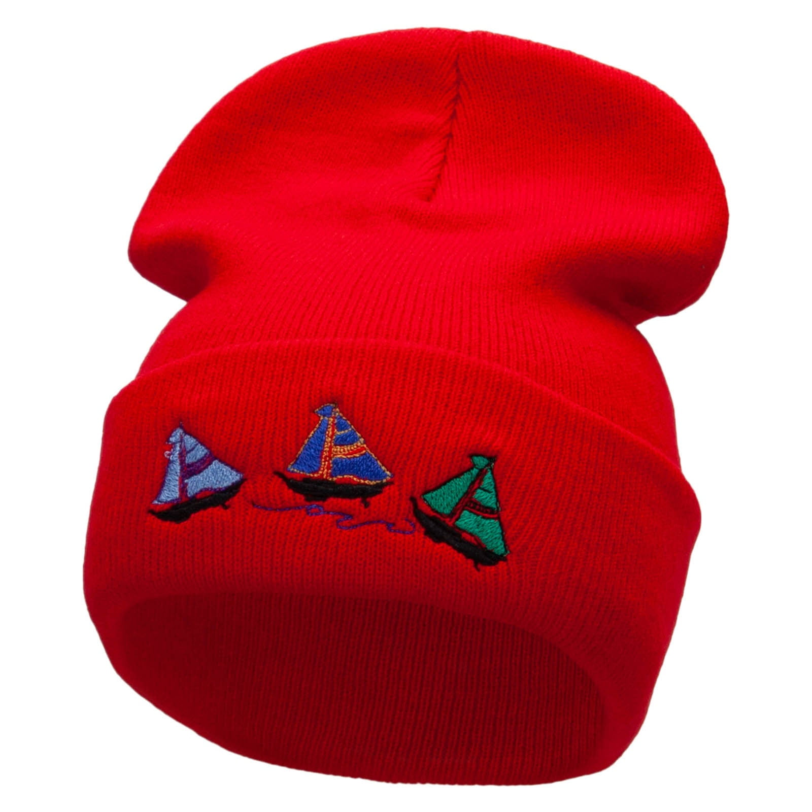 3 Ships Embroidered 12 Inch Long Knitted Beanie - Red OSFM - Walmart.com