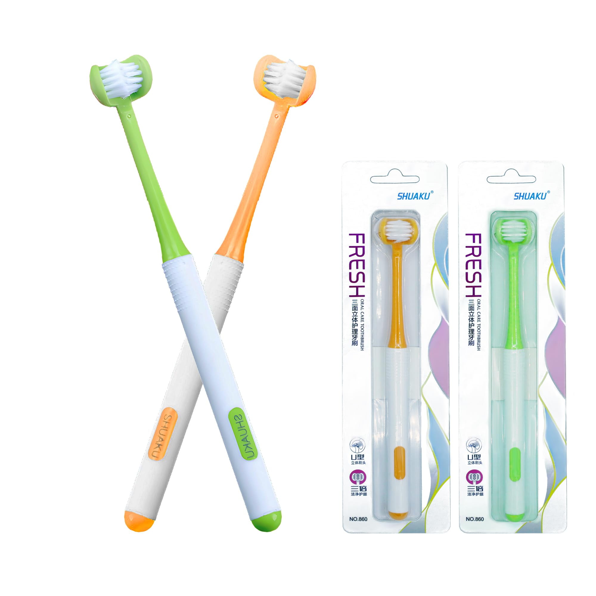 3 Sided Autism Toothbrush DHF10 360° Oral Teeth Cleaning Design U ...