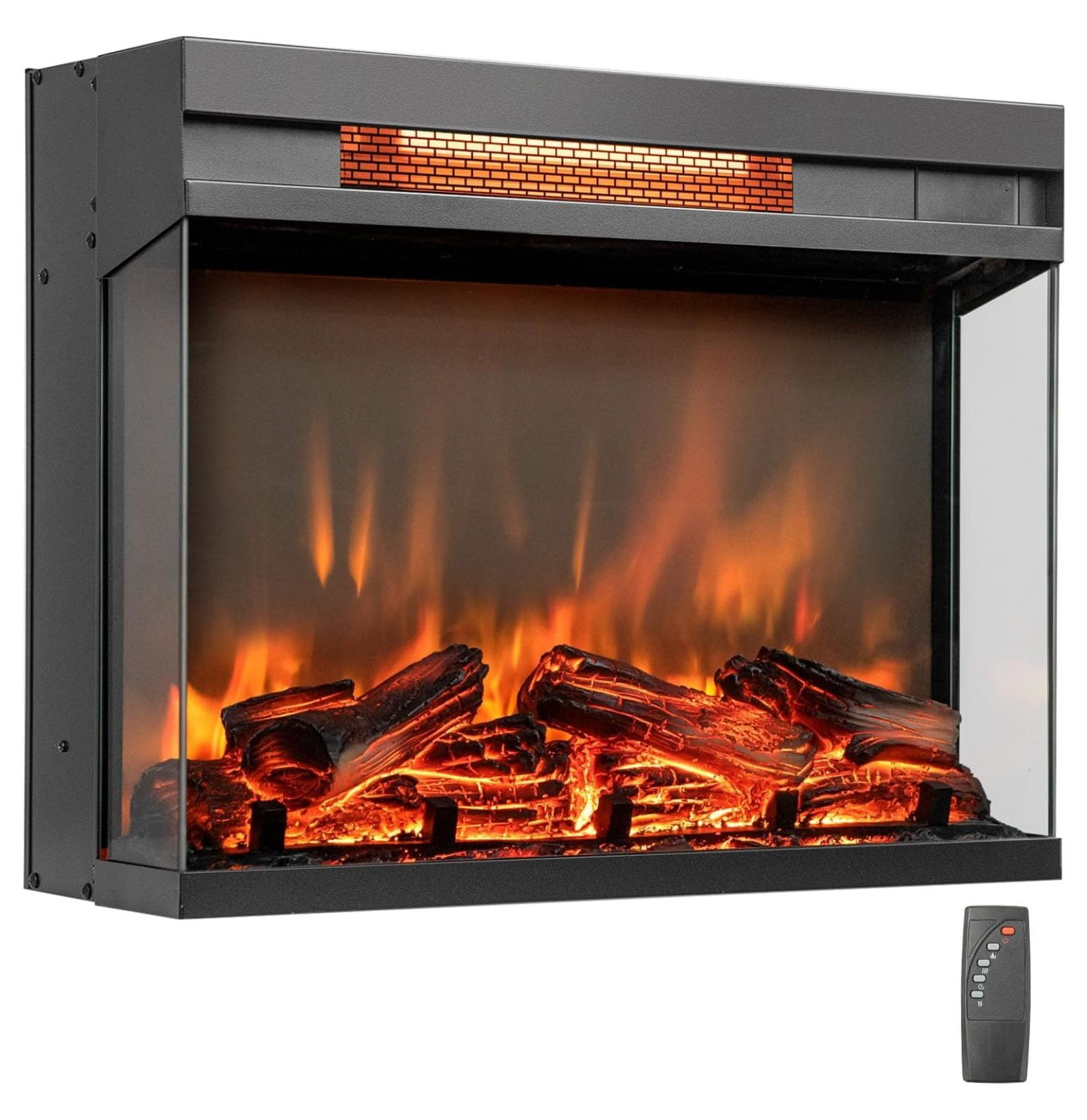 3-Sided Electric Fireplace Insert with Control, 23-inch Log Heater with ...