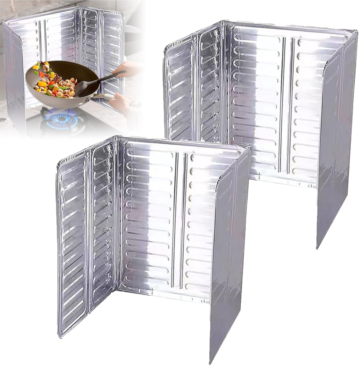 3 Sided Nonstick Splatter Guard, Aluminum Foil Stove Splatter Guard ...