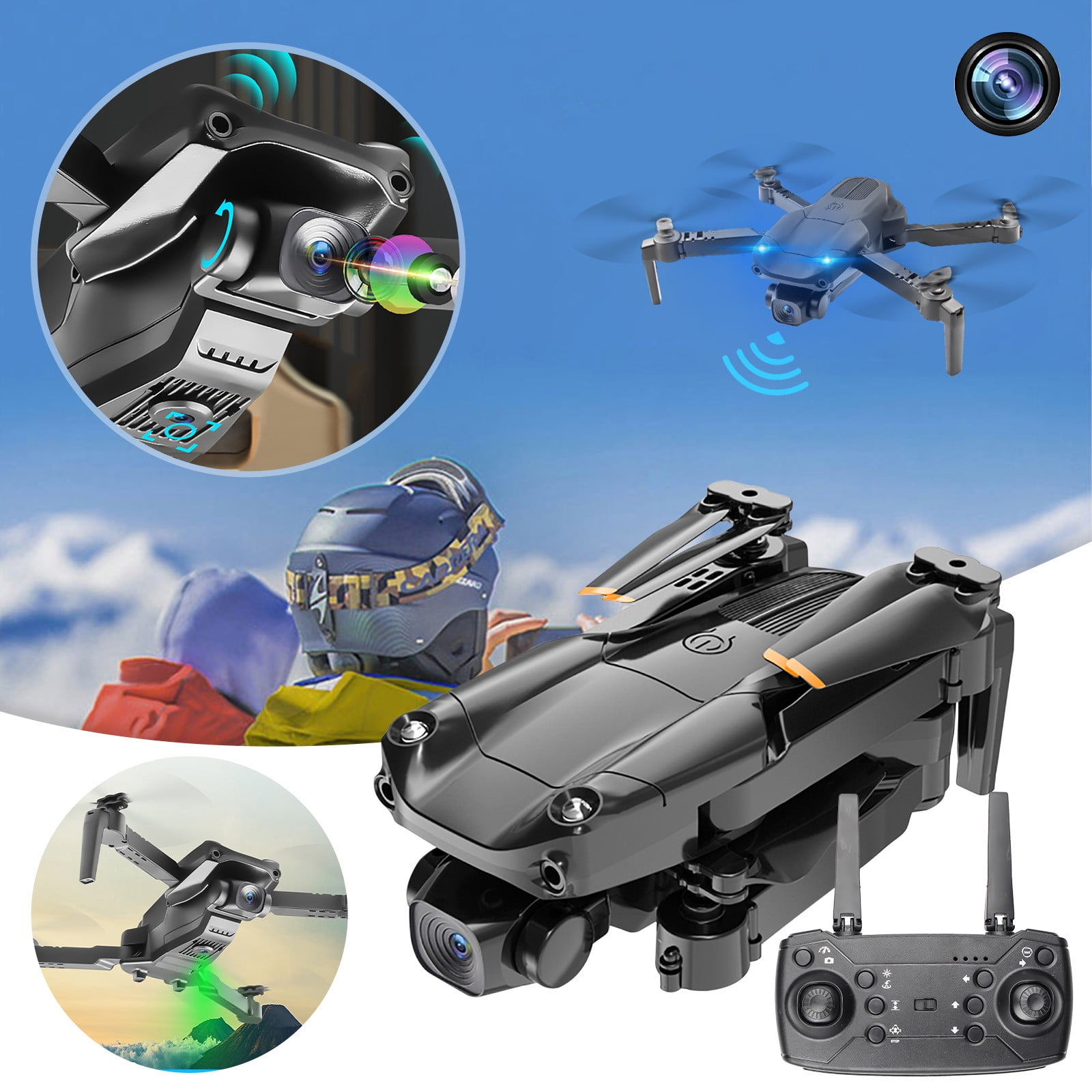 3-Sided Obstacle Avoidance Foldable Drone with HD Camera, 50x Zoom ...