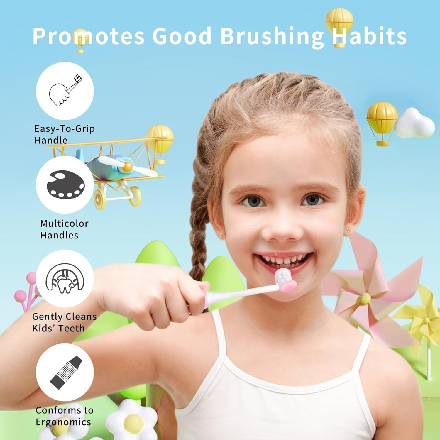 3 Sided Toddler Toothbrush, Soft Bristles, Autism Toothbrush, 360 Oral ...