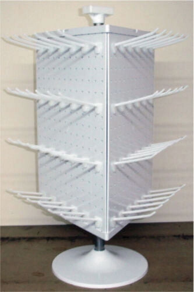 White 3-Sided Rotating Pegboard Organizer Stand with Hooks for Counter ...