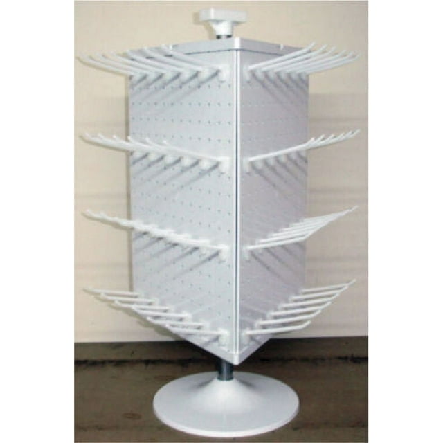 White 3-Sided Rotating Pegboard Organizer Stand with Hooks for Counter ...