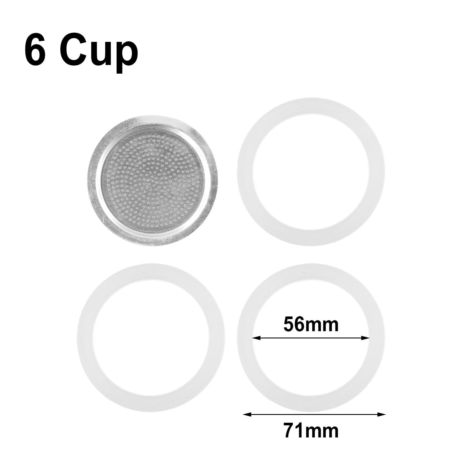 3 Silicone Seals And 1 Aluminum Filter For Espresso Pot Moka Pot Coffee ...