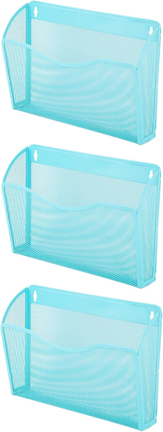 3 Single Pocket Mesh Hanging File Organizer, Vertical Wall Mounted ...