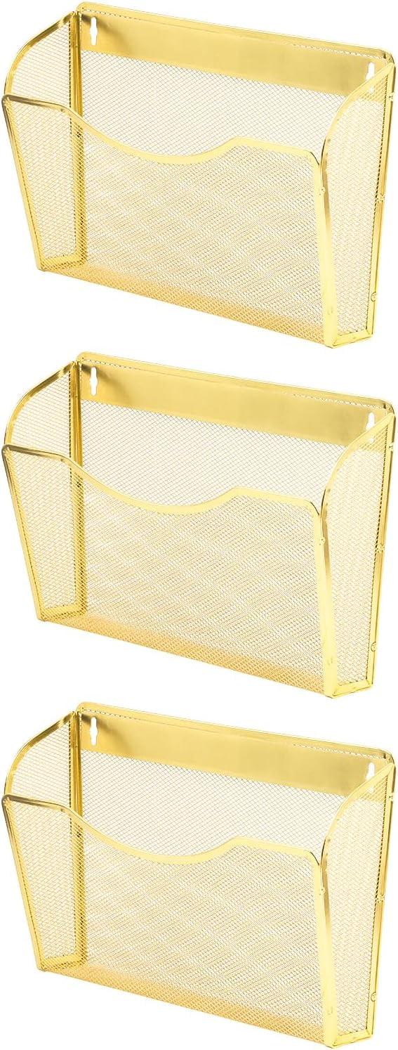 3 Single Pocket Mesh Hanging File Organizer, Vertical Wall Mounted ...