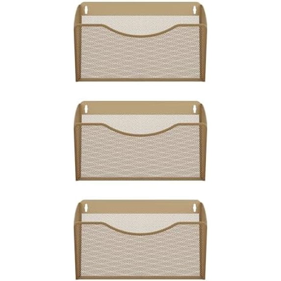 3 Single Pocket Wall File Organizer, Mesh Hanging File Folder Organizer ...