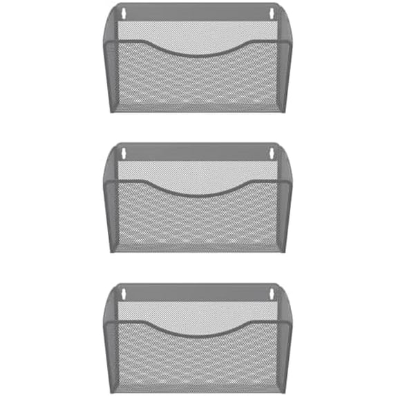 3 Single Pocket Wall File Organizer, Mesh Hanging File Folder Organizer ...