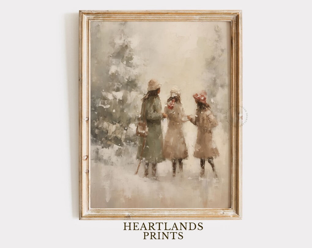 3 Sisters In The Snow Printable Christmas Artwork, Sisters Wall Art ...