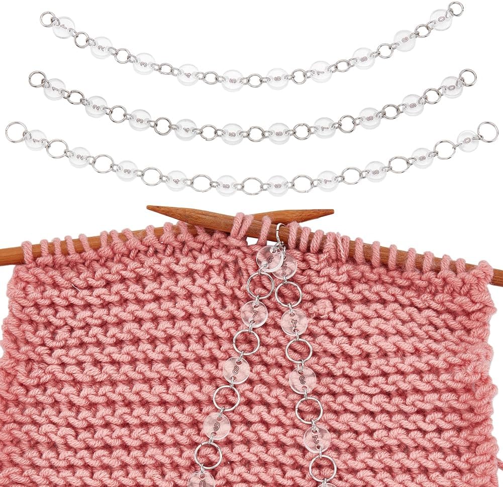 3 Size Bead Knitting Chain Acrylic Counter Chains Clear Numbered Row ...
