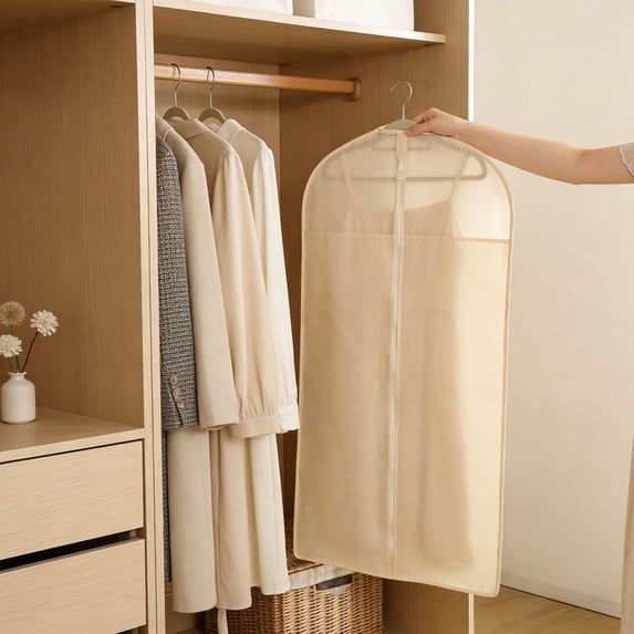 3-Size Breathable Washable Cotton Garment Bag with Zipper Clear Window ...