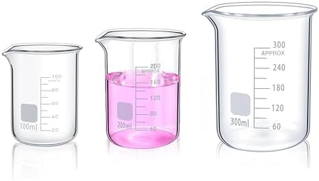 3 Size Heavy Duty Beaker, 100ML ，200ML，300ML Glass Measuring Set ...