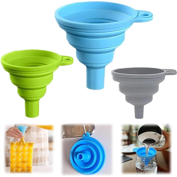 3 Size Kitchen Funnel Set, 2026 Upgraded Funnels for Kitchen Use ...