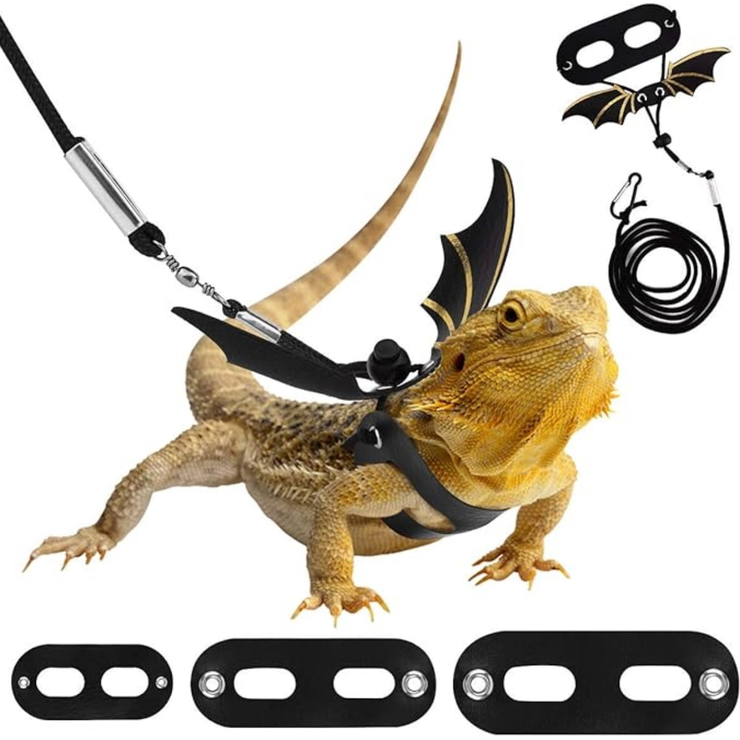 3 Size Pack Reptiles Harness Leash Set, Adjustable Soft Leather ...
