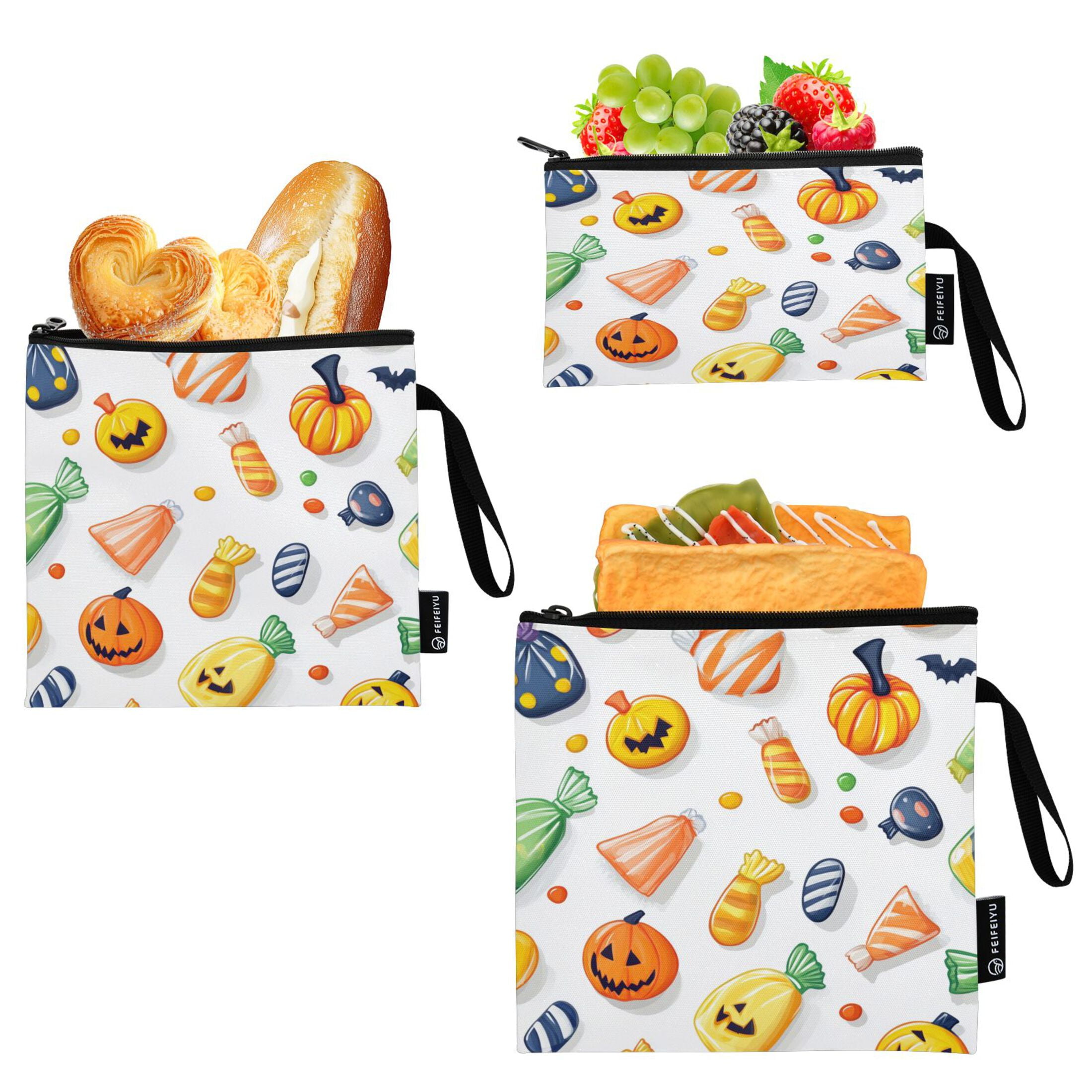 3 Size Reusable Food Storage Bags Set Airtight Zipper Closure Lunch ...