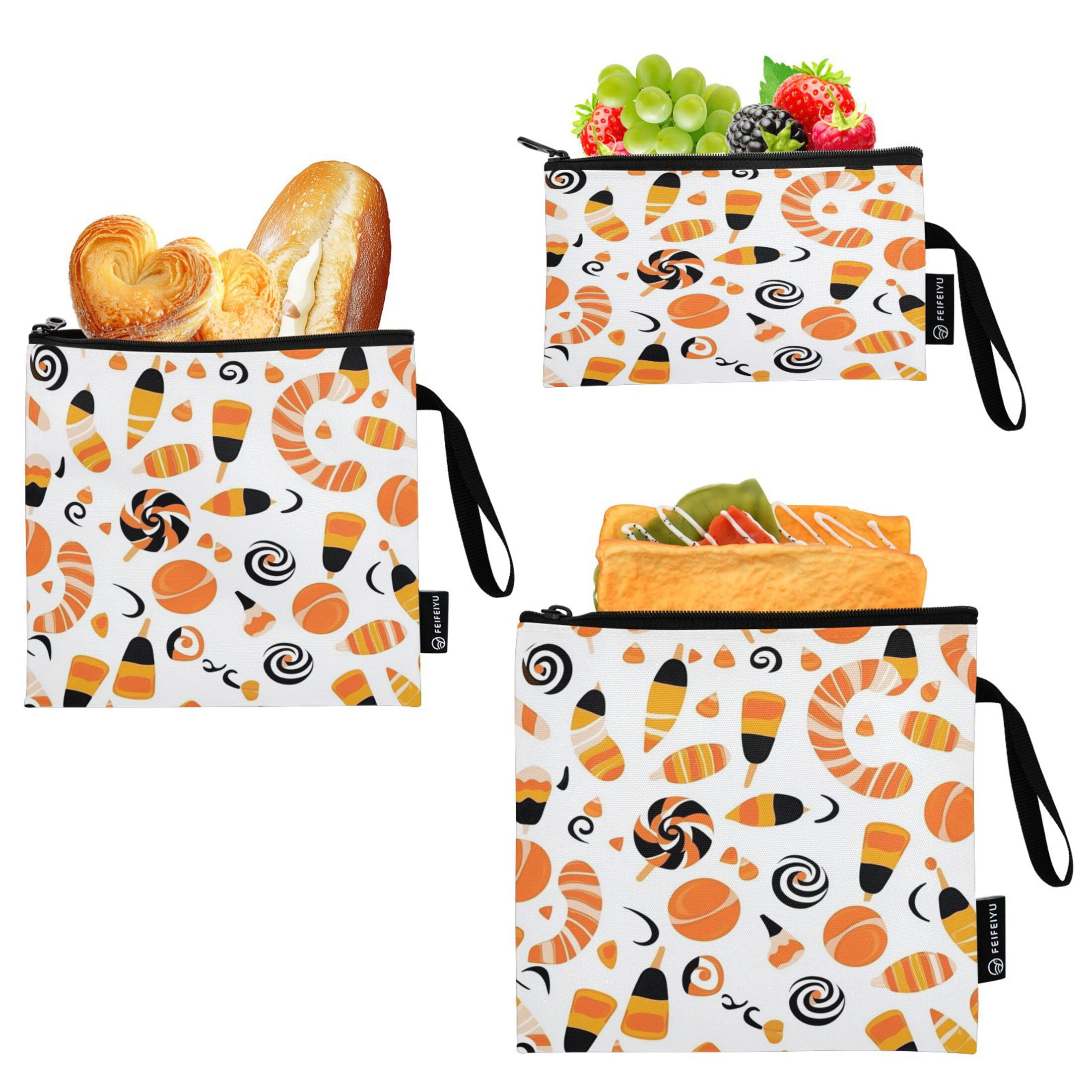 3 Size Reusable Food Storage Bags Set Airtight Zipper Closure Lunch ...