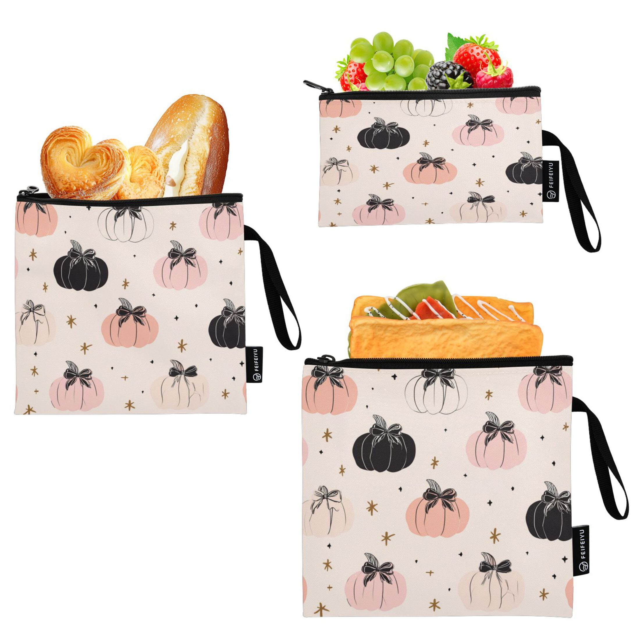 3 Size Reusable Food Storage Bags Set Airtight Zipper Closure Lunch ...