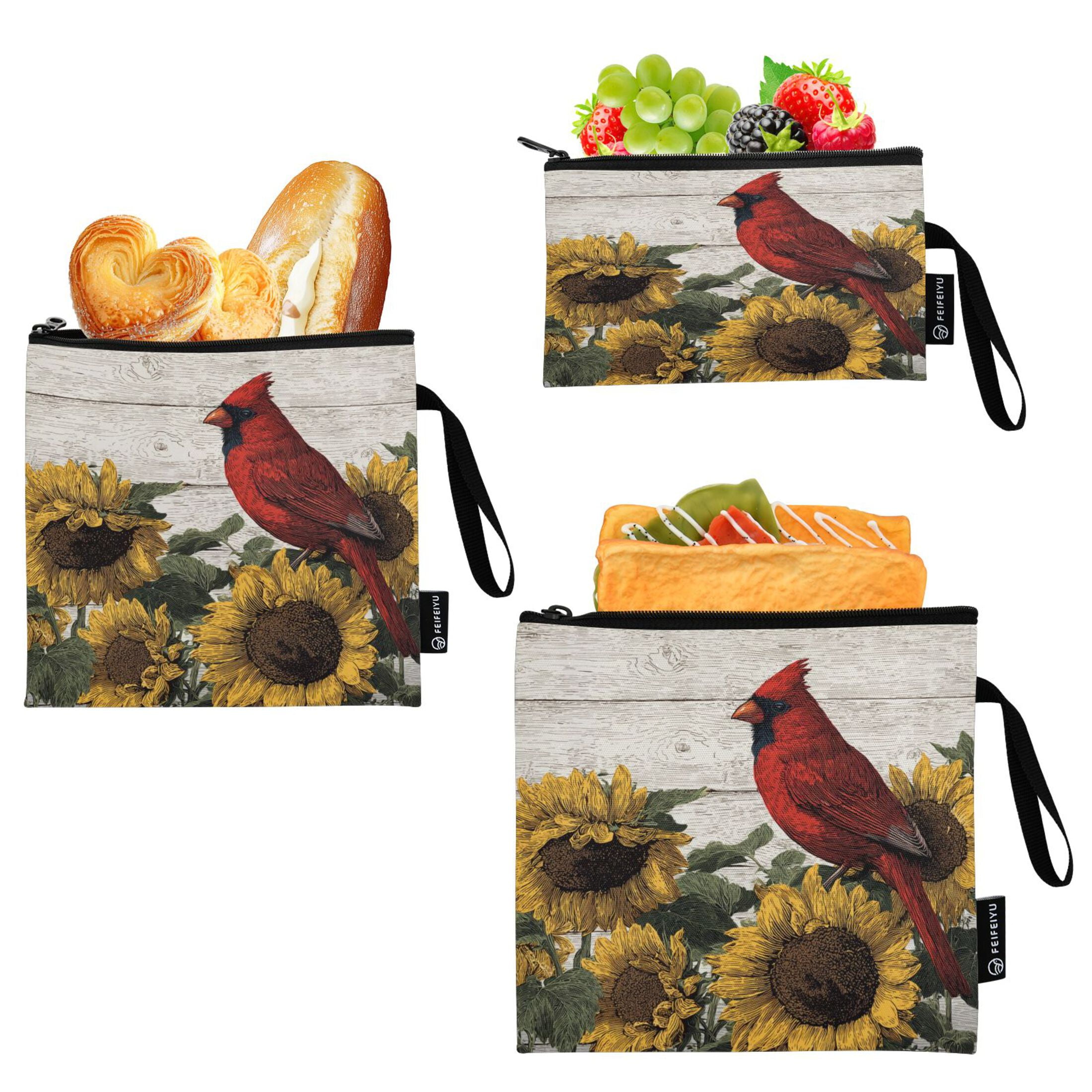 3 Size Reusable Food Storage Bags Set Airtight Zipper Closure Lunch ...
