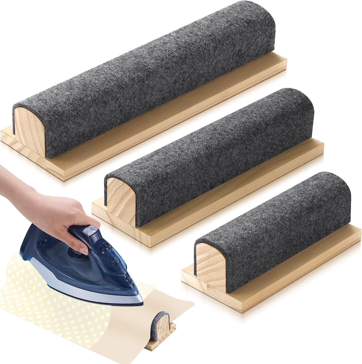 3 Size Tailors Clapper Pressing Bar with Clapper Wool Quilters 7, 9.5 ...