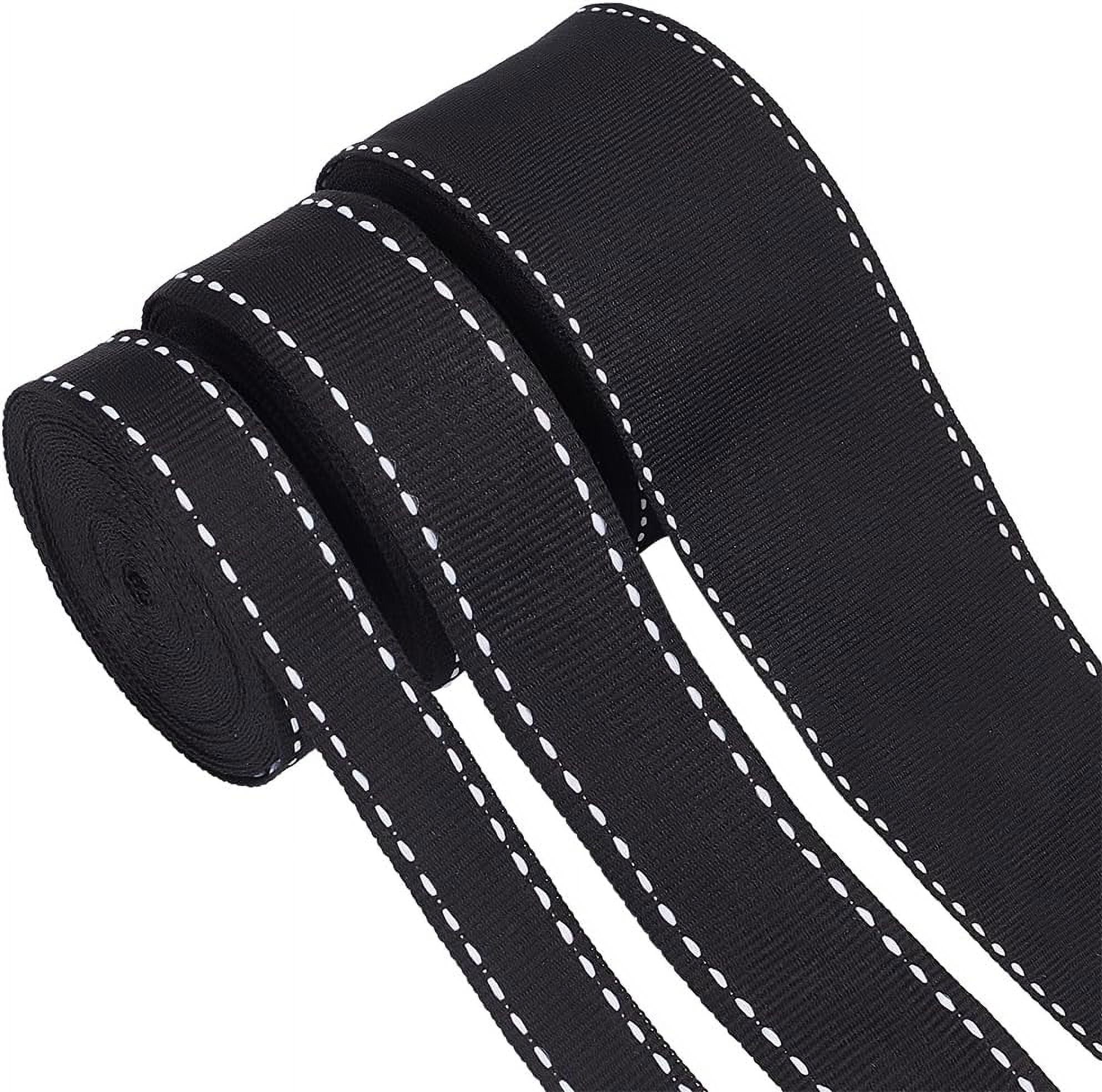3 Sizes 0.6 to 1.5 Inch Black Stitch Edge Grosgrain Ribbon 15 Yards ...