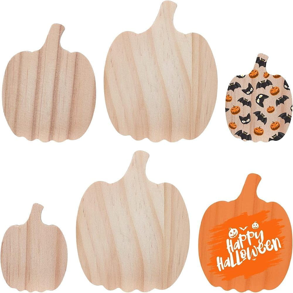 3 Sizes 12pcs Pumpkin Wooden Sign Fall Wooden Pumpkins Block Thick ...