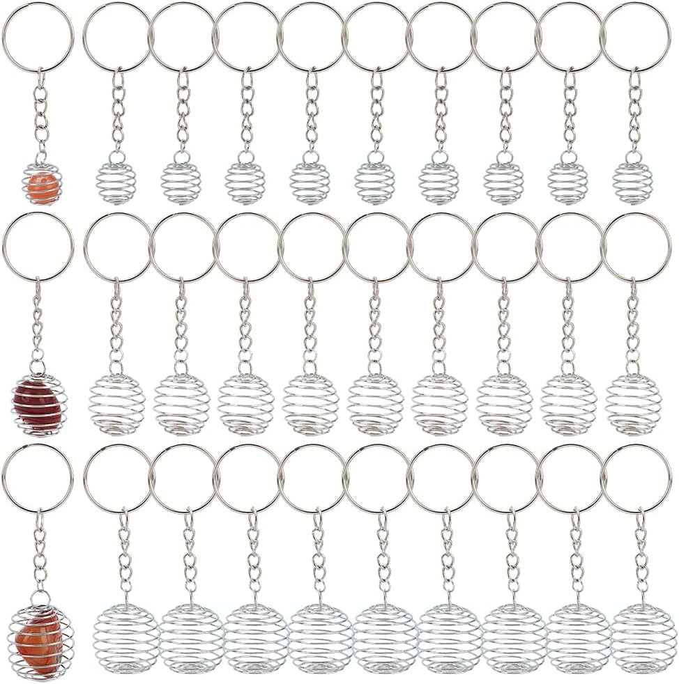 3 Sizes 30 Pcs Empty Spiral Bead Cages Pendant with Keychain Crystal ...