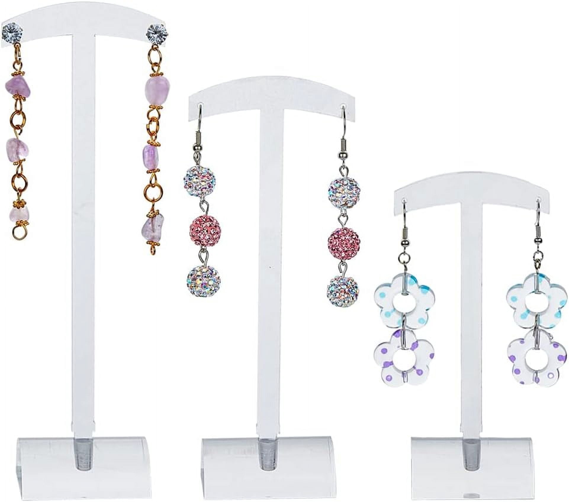 3 Sizes Acrylic T Bar Earring Display Stand Countertop Hanging Jewelry ...