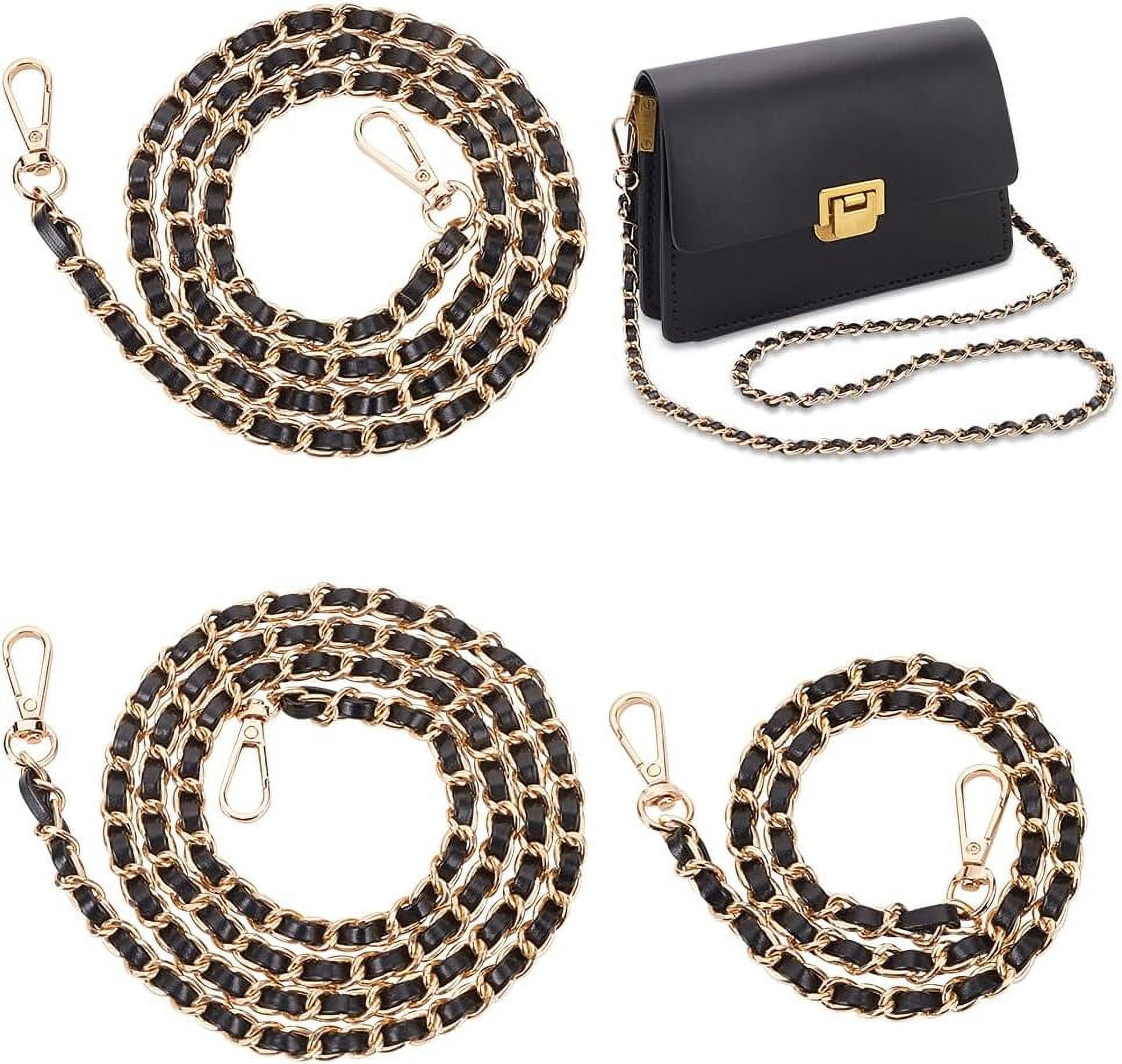 3 Sizes Braided Leather Purse Chain Strap 24/39/47 Inch Iron Bag Chain ...