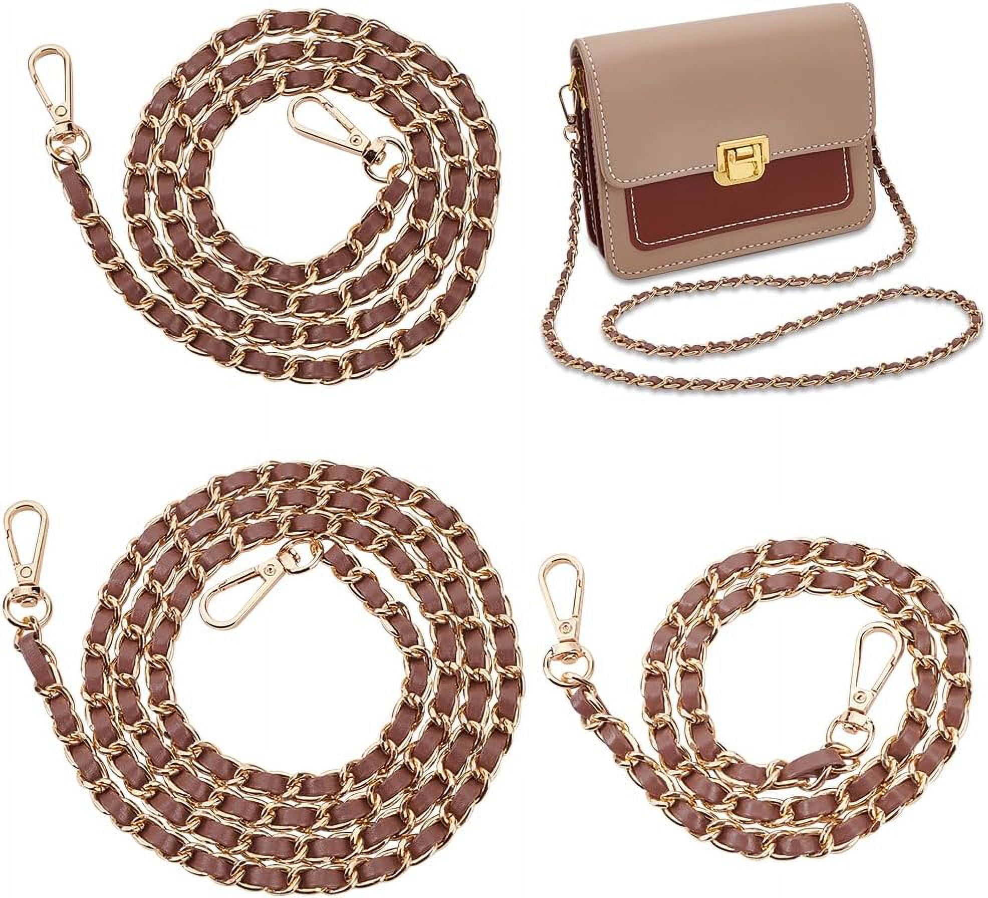 3 Sizes Braided Leather Purse Chain Strap 24/39/47 Inch Iron Bag Chain ...