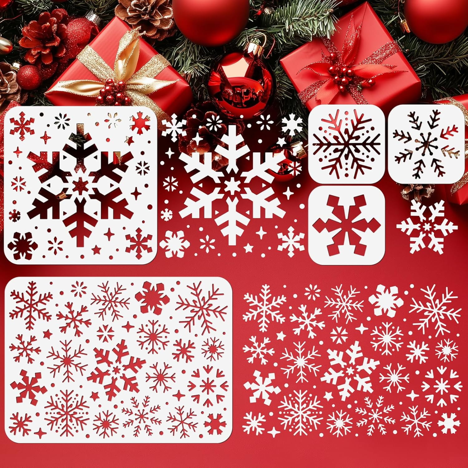 3 Sizes Christmas Snowflake Stencil Template for Painting DIY Reusable ...