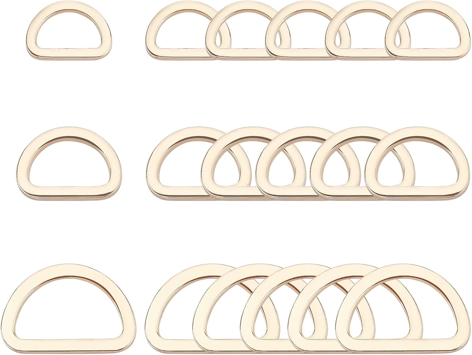 3 Sizes D Ring Buckles 18pcs D-Shaped Purse Loop Metal D-Rings Webbing ...