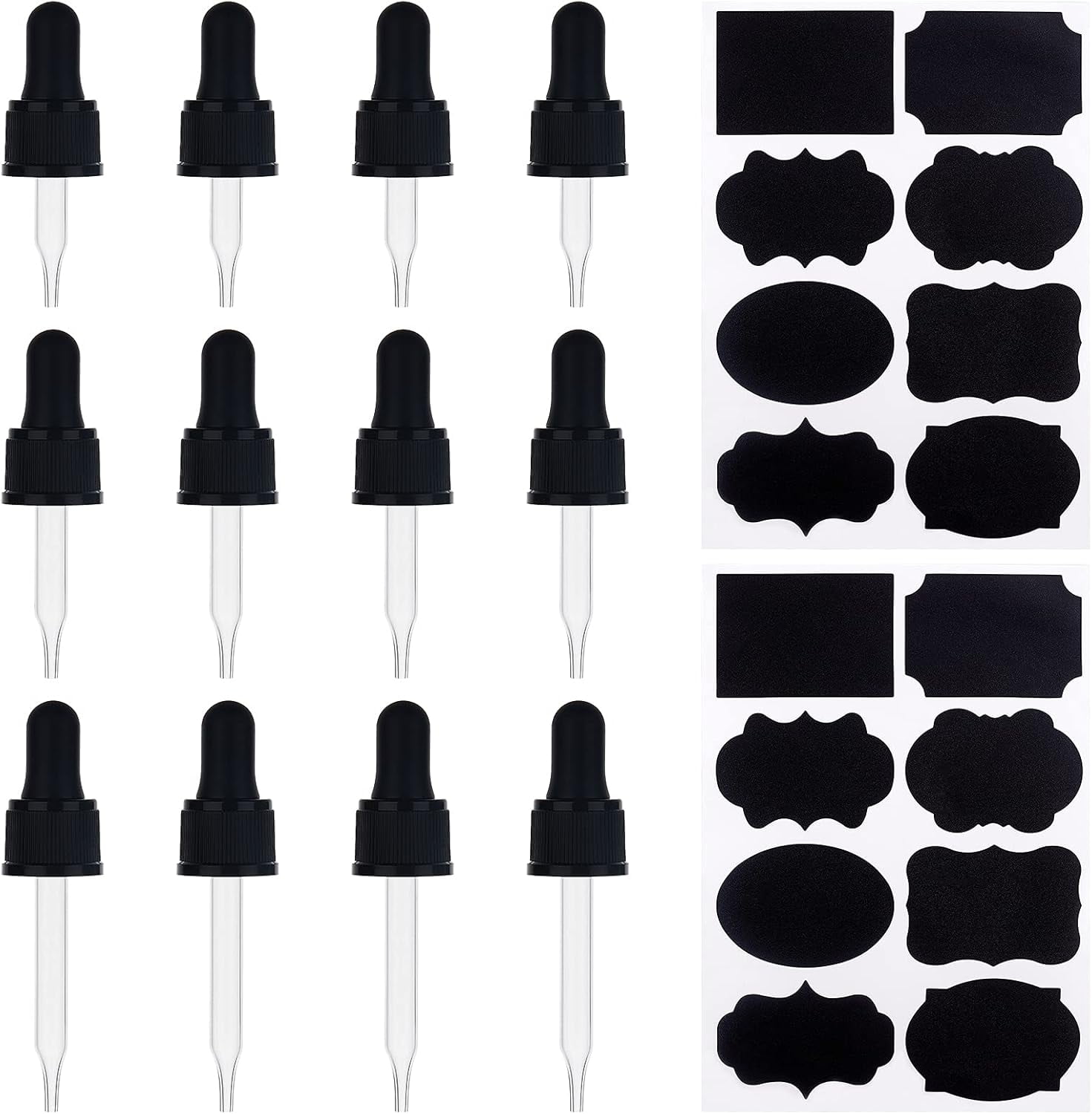 3 Sizes Glass Eye Droppers Set 12 Pack Transfer Graduated Pipettes Oil ...