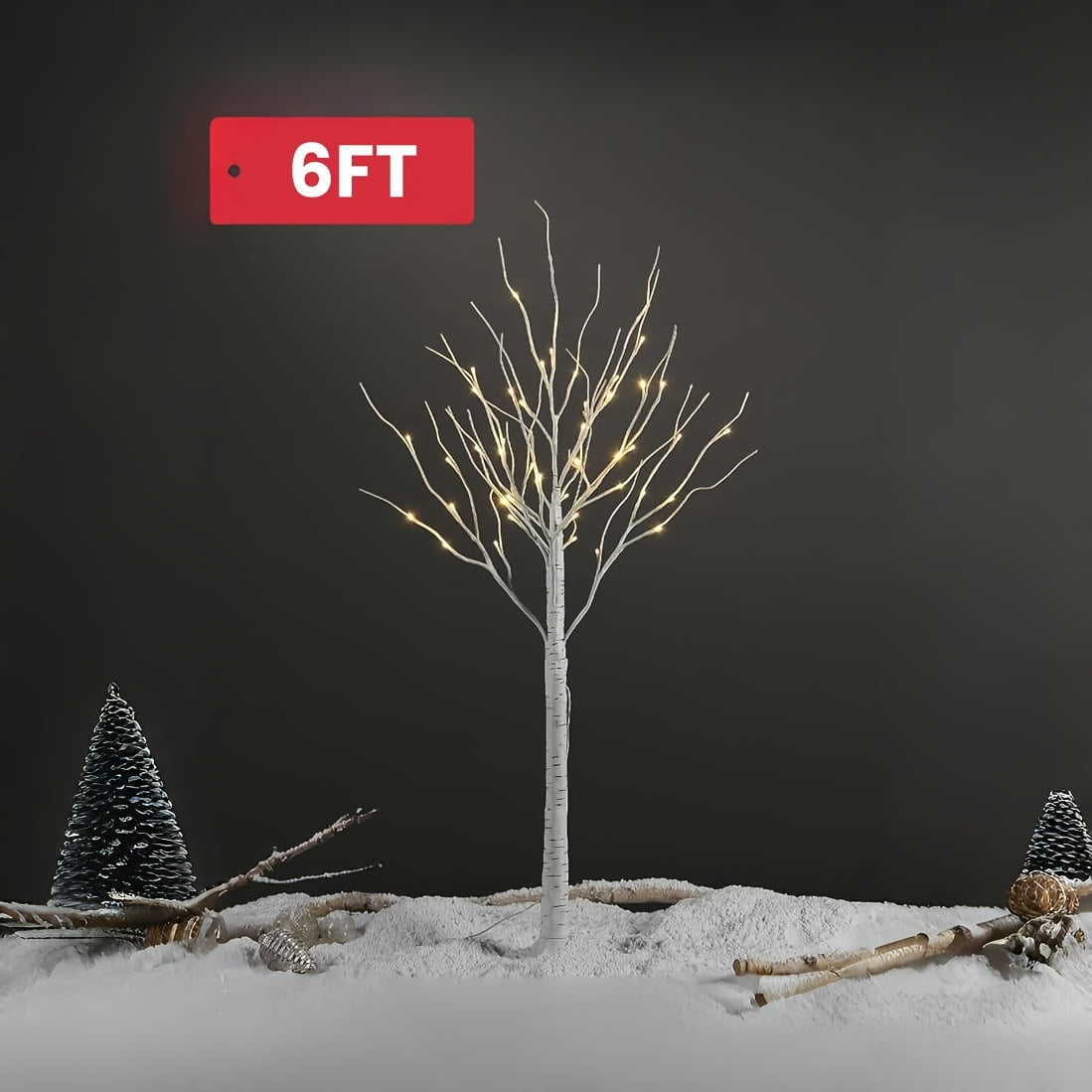 3 Sizes LED Lit Silvery Birch Tree: 2ft 24LED/3ft 56LED/6ft 152LED ...