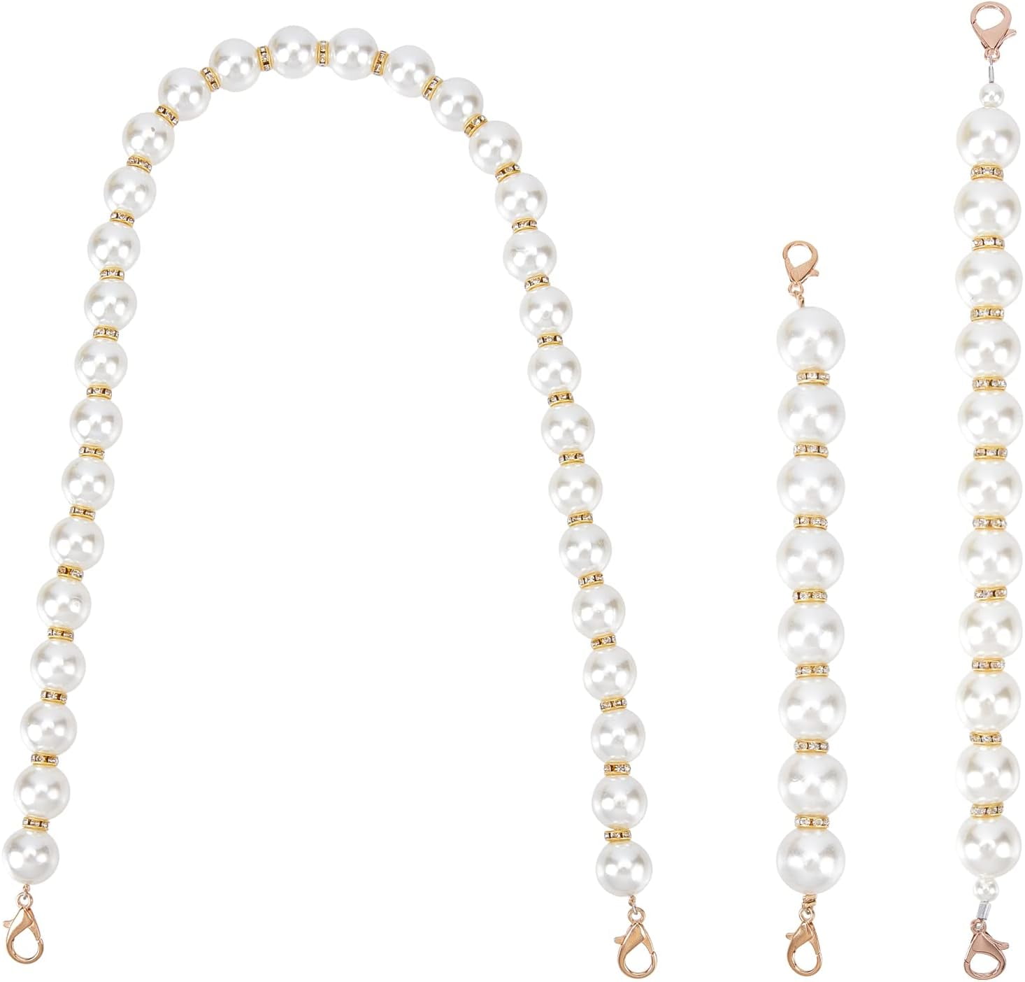 3 Sizes Large Pearl Bead Handle Chain 8/12/24 Inch Imitation Pearl ...