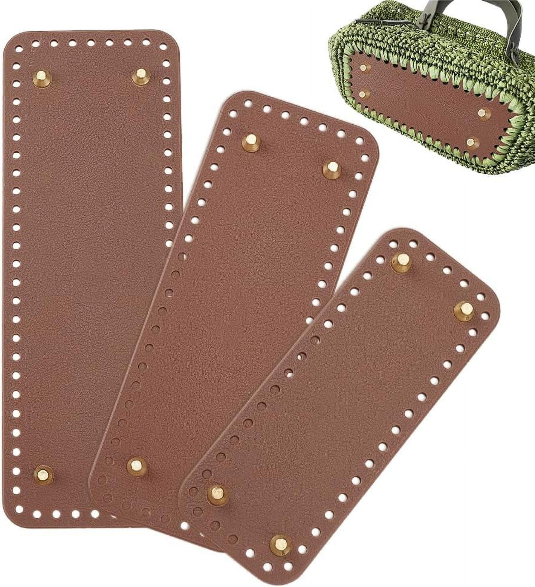 3 Sizes Leather Purse Bottom for Crochet Brown Rectangle Crochet Bags ...