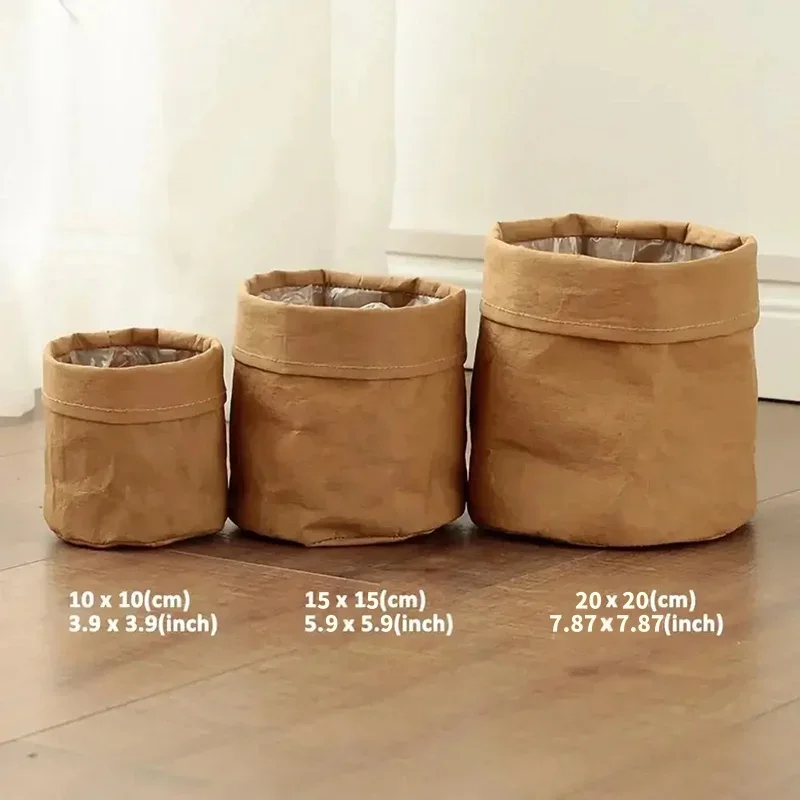3 Sizes Pot Washable Kraft Paper Flowerpot Creative Desktop Flower Pots ...