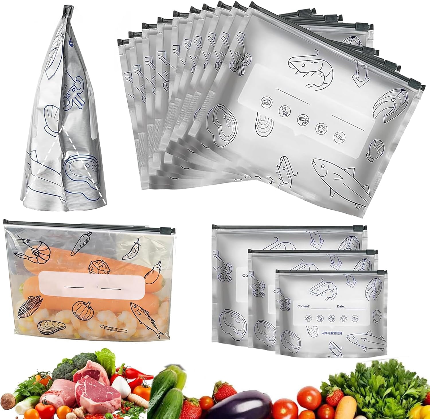 3 Sizes Reusable Aluminum Foil Sealable Storage Bags, 2026 New Vertical ...