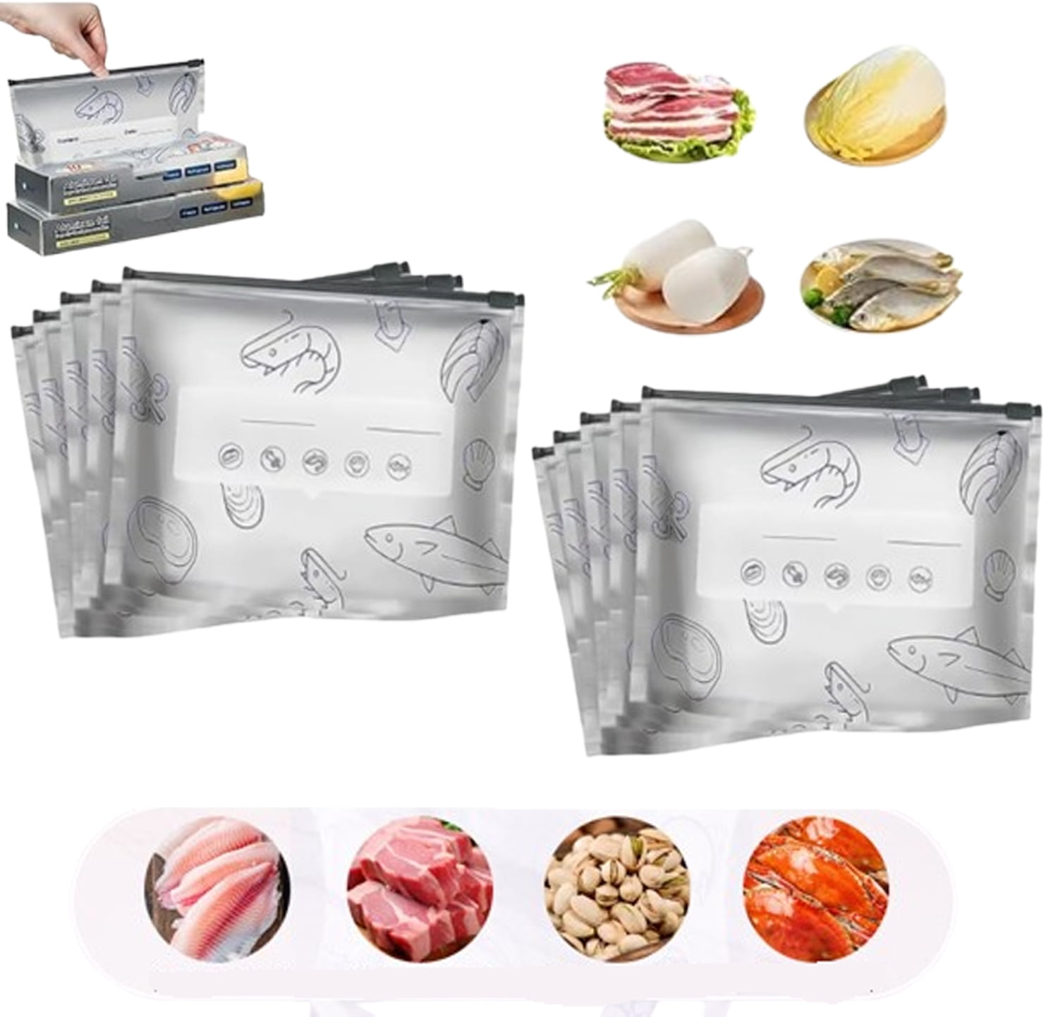 3 Sizes Sandwich Snack Bag for Vegetable Fruit Meat, Stand up Foil ...