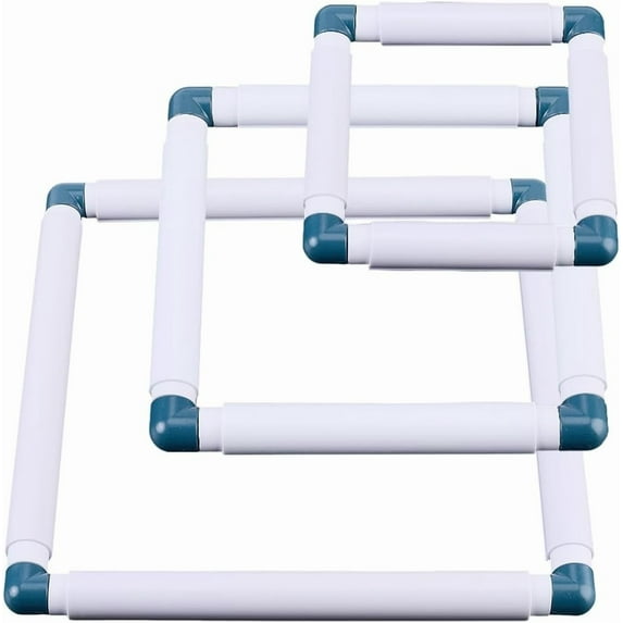 3 Sizes Square Embroidery Hoops Marine Blue Plastic Stitch Snap Frames ...