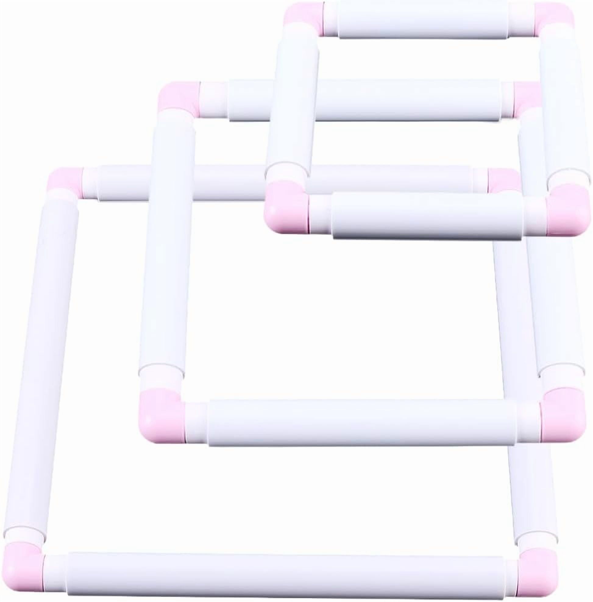 3 Sizes Square Embroidery Hoops Pearl Pink Plastic Stitch Snap Frames ...